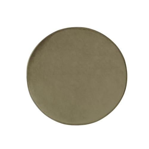 HomePop Home Decor | Upholstered Round Storage Ottoman | Ottoman with Storage for Living Room & Bedroom, Light Sage Green Velvet Large