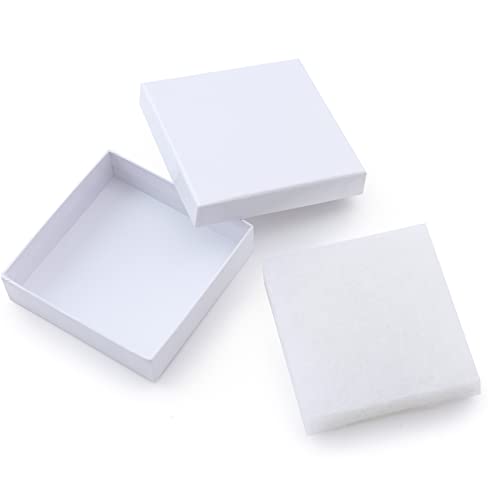 20 Pack Cardboard Jewelry Boxes Bulk -3.5"x3.5"x1" Cotton Filled Small Gift Boxes With Lids For Jewelry Packaging,White Small Jewelry Gift Boxes For Necklaces and Bracelets.small Gift Box For Jewelry