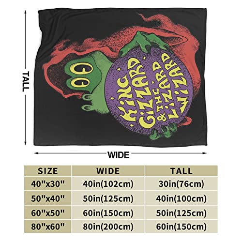 King Music Gizzard and Lizard and Wizard Comfortable and Warm Super Soft Blanket for Home Decoration Anti-Fleece Flannel Blanket, Suitable for Adults and Children 50"x40"