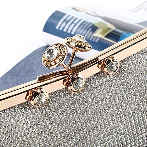 MXIAOXIA Soft Silver Rhinestones Women Evening Bags Diamonds Party Handbags Purse with Chain Shoulder Purse