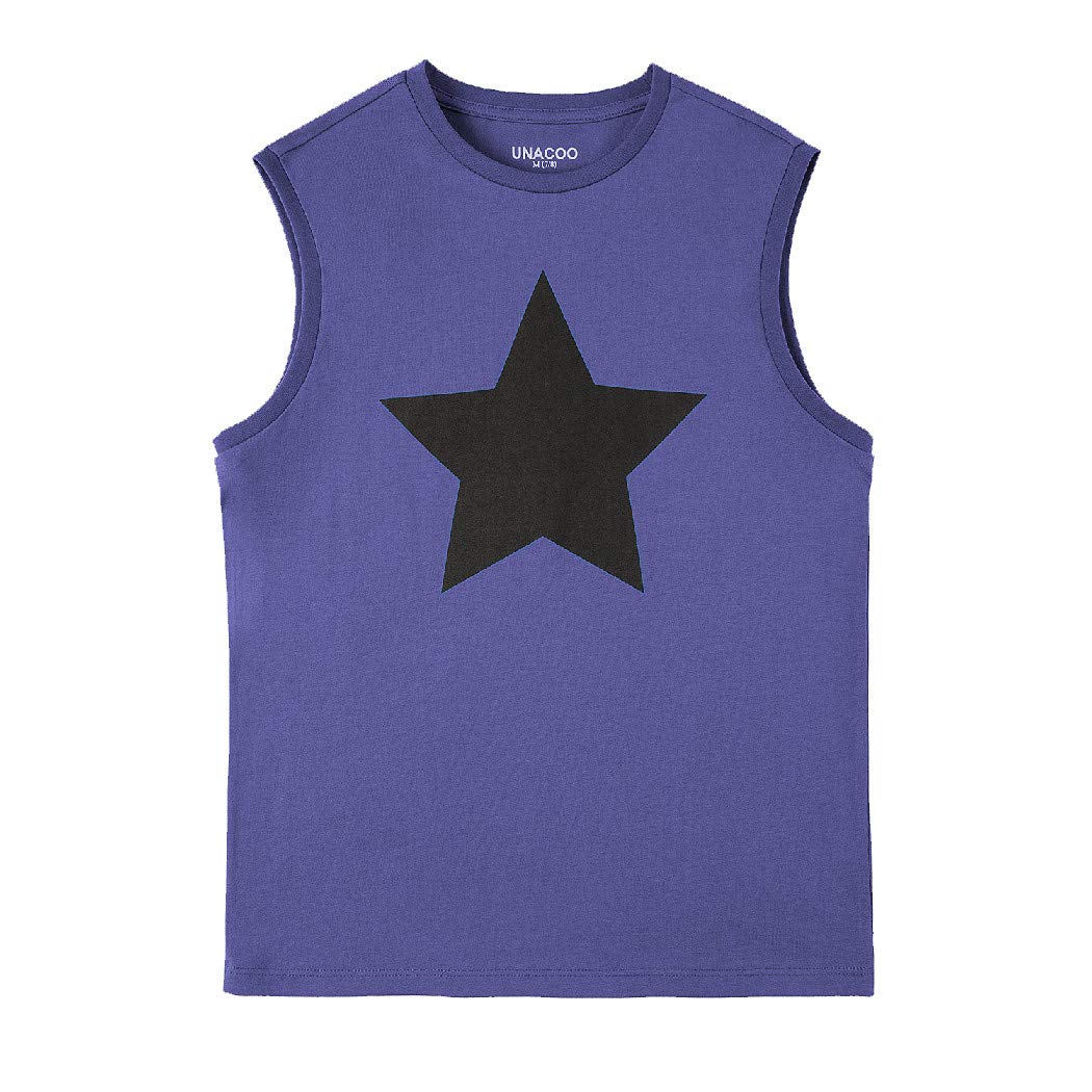 UNACOO Kids Boys 2 Packs Active Tanktops Crewneck Sleeveless Undershirts Athletic Base Layers(Black+Blue, xs(3-4T))