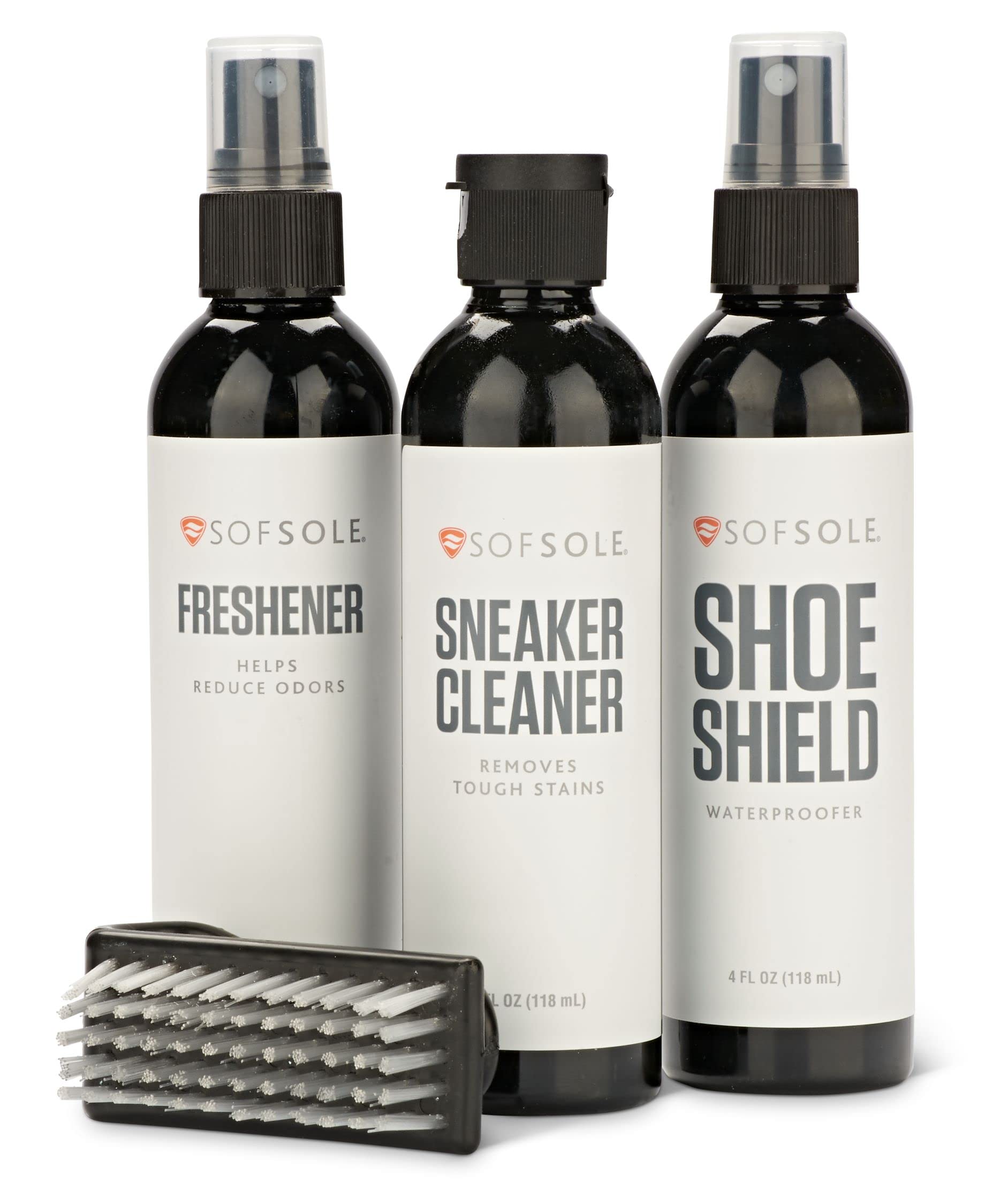 Sof Sole Sneaker Care Kit with Cleaner, Freshener, Shoe Shield and Scrub Brush
