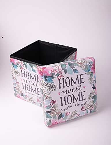 HONCOEN Folding Ottoman Footrest Keepsake Box Modern Decor Gifts Home Statue Sculpture Leather Footstool Arts Crafts 13x13inch