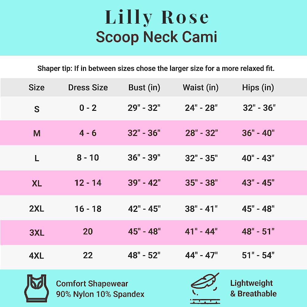 LILLY ROSE Womens Tank Tops Shapewear - Body Shaper - Compression Camisole (White, Small)