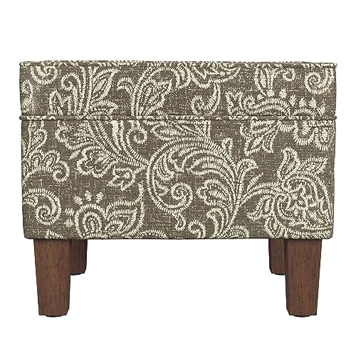 HomePop Home Decor |K7646-A880| Upholstered Modern Rectangular Storage Ottoman | Hinged Lid Ottoman with Storage for Living Room & Bedroom, Brown Jacobean Print
