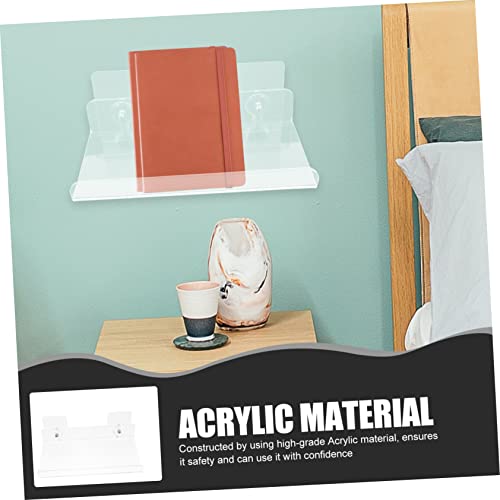 HOMSFOU Organizer Mount Bookshelf Wall Mounted Transparent for Store Record Show Clear Showing Practical Home Invisible Rack Office Shelf Kitchen Lp Book Album Acrylic Magazine Floating