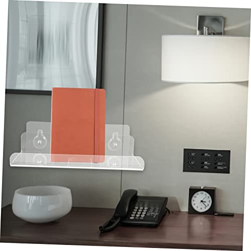 HOMSFOU Organizer Mount Bookshelf Wall Mounted Transparent for Store Record Show Clear Showing Practical Home Invisible Rack Office Shelf Kitchen Lp Book Album Acrylic Magazine Floating