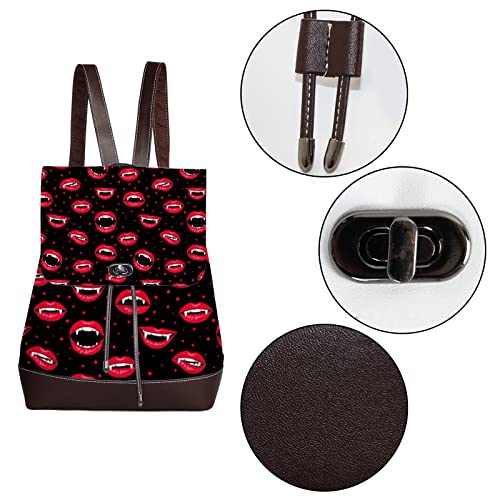 Backpack Purse for Women Vampire Mouth Fashion Travel Backpack Leather Rucksack Shoulder Bag for School Work