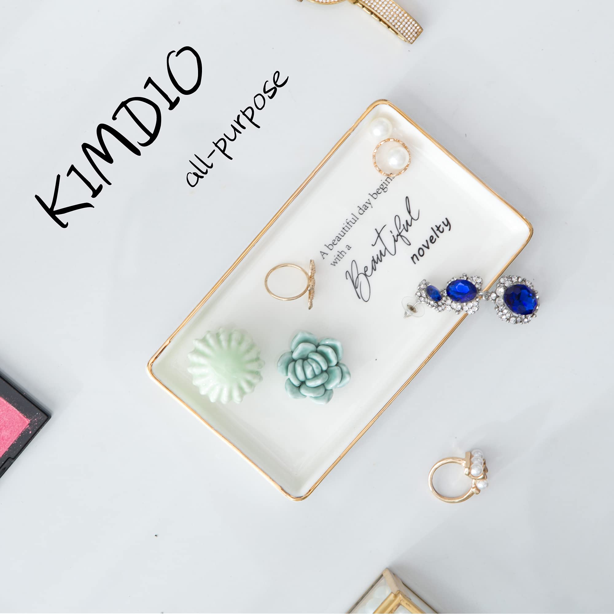 Kimdio Ceramic Jewelry Dish, Cactus Ring Holder, Trinket Tray Earrings Necklace Organizer, Gift for Wedding, Christmas, Birthday, Engagement Party