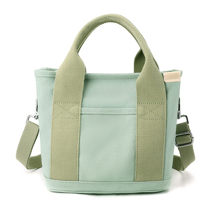 Handmade Large Capacity Multi-Pocket Handbag for Women, 2 In 1 Canvas Crossbody Bag Handbag Tote Bags for School (Green)