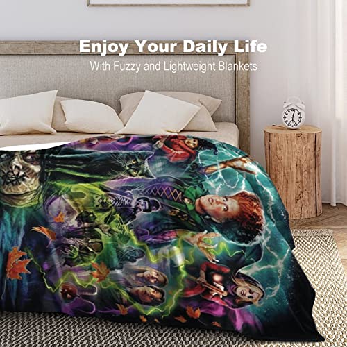 Hocus Pocus Flannel Throw Blanket,Ultra-Soft Blankets,Witch Fleece Blankets Comfortable Warm Suitable for Couch Sofa Bed Home All Seasons Gifts for Women & Men 60x50 inch (Black 1, 60"X50")