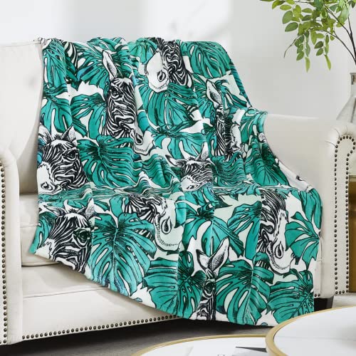 MaiRêve Horse Print Throw Blanket Super Soft for All Season, Jungle Zebra Flannel Blanket for Adults Kids, Warm Lightweight Cozy Flannel Blanket for Couch Sofa Bed, 60"x50"