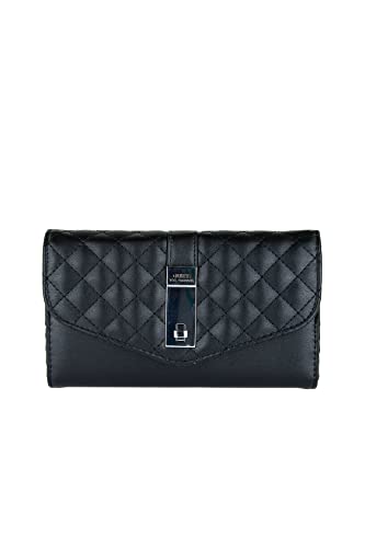 GUESS Women's Quilted Organizer Large Wallet Clutch Bag - Black