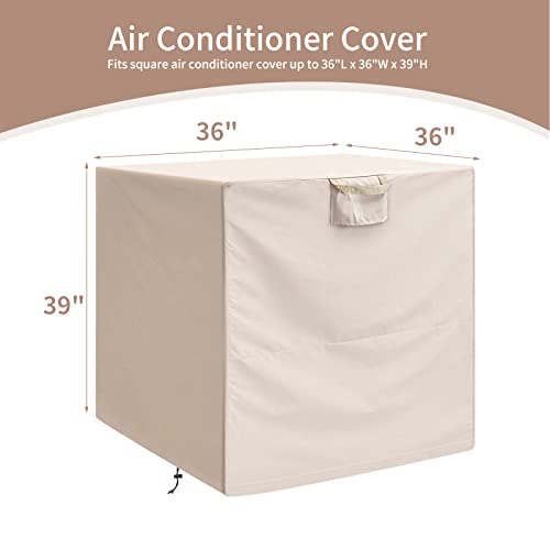 Glensam Air Conditioner Cover for Outside Units-ReliableAC Cover Water Resistant Fabric Windproof Design -Square Fits up to 36 x 36 x 39 inches