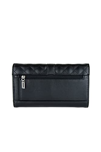 GUESS Women's Quilted Organizer Large Wallet Clutch Bag - Black