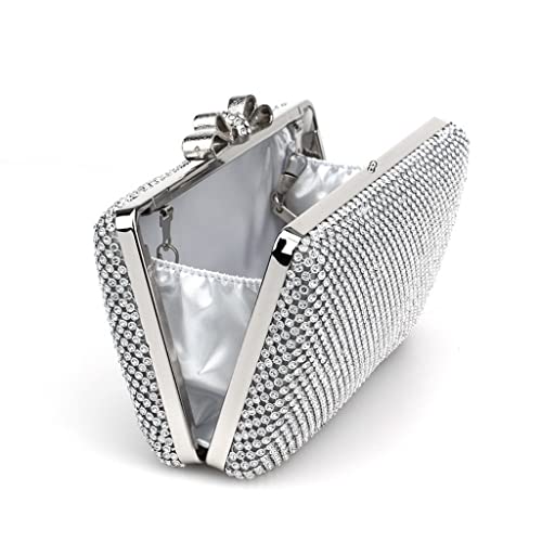 SEIJY Bow Metal Evening Bags with Diamonds Day Clutch Party Shoulder Chain Handbags Purse (Color : E, Size : 1)