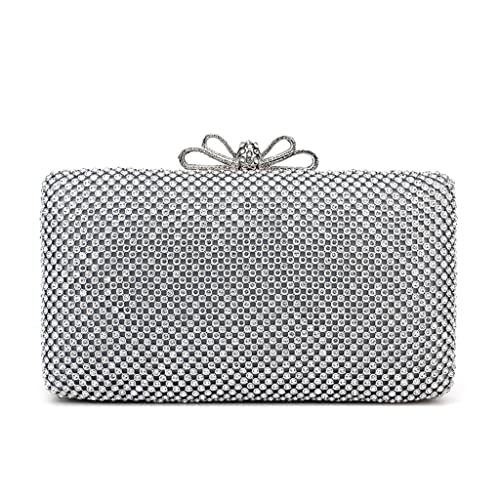 SEIJY Bow Metal Evening Bags with Diamonds Day Clutch Party Shoulder Chain Handbags Purse (Color : E, Size : 1)
