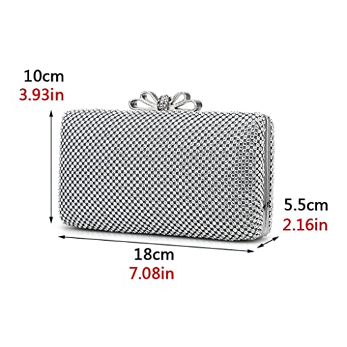SEIJY Bow Metal Evening Bags with Diamonds Day Clutch Party Shoulder Chain Handbags Purse (Color : E, Size : 1)