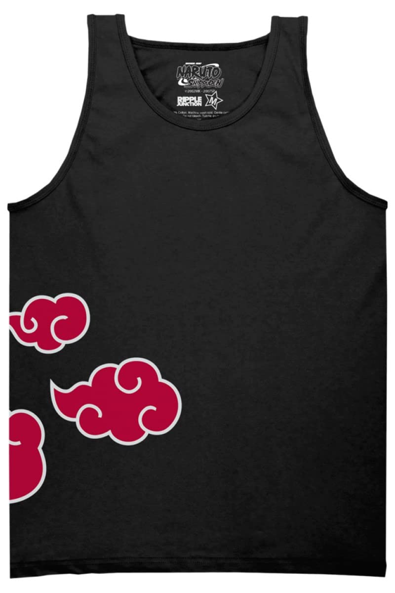 Ripple Junction Naruto Shippuden Adult Unisex Akatsuki Cloud Heavy Weight 100% Cotton Muscle Tank Top SM Black
