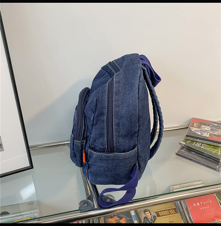 GGOOB Small Backpack Purse for Women Womens Backpack Purse for Women Mini Backpack Purse Aesthetic Purse Denim Purse (Dark blue)