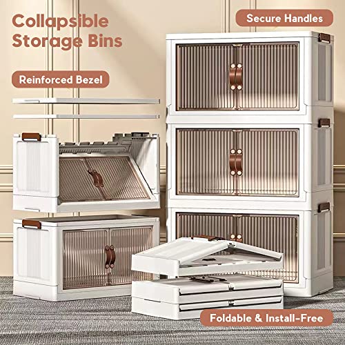 Storage Bins with Lids,Collapsible Closet Organizers with Double Door,Foldable Toy Storage with front opening.Dorm Room Essentials,21Gal Folding Car Organizer.
