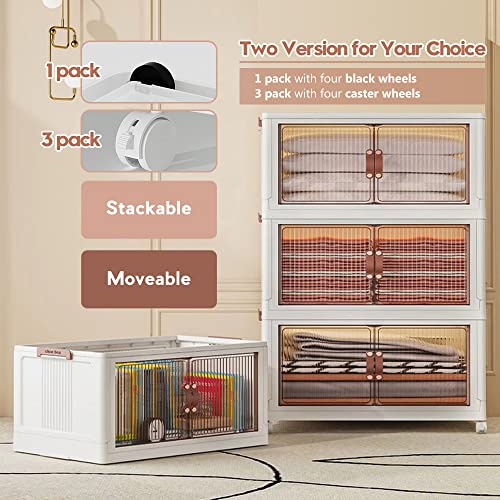 Storage Bins with Lids,Collapsible Closet Organizers with Double Door,Foldable Toy Storage with front opening.Dorm Room Essentials,21Gal Folding Car Organizer.