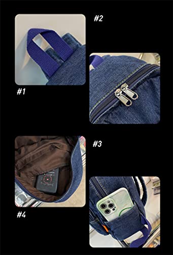 GGOOB Small Backpack Purse for Women Womens Backpack Purse for Women Mini Backpack Purse Aesthetic Purse Denim Purse (Dark blue)