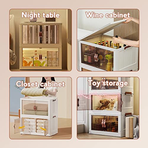 Storage Bins with Lids,Collapsible Closet Organizers with Double Door,Foldable Toy Storage with front opening.Dorm Room Essentials,21Gal Folding Car Organizer.