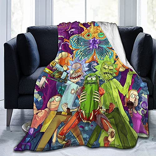 NiYoung Anime Blanket Ri-ck and Mor-ty Ultra Soft Flannel Fleece Cartoon Throw Blankets Home Decor Bedding Couch Sofa for Kids Adults Gift (60x80 inch, Color 10)