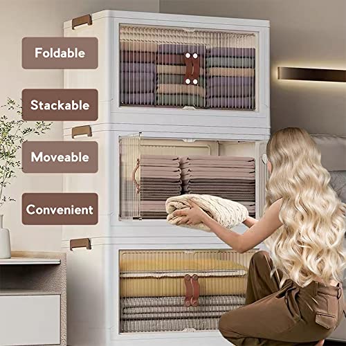 Storage Bins with Lids,Collapsible Closet Organizers with Double Door,Foldable Toy Storage with front opening.Dorm Room Essentials,21Gal Folding Car Organizer.