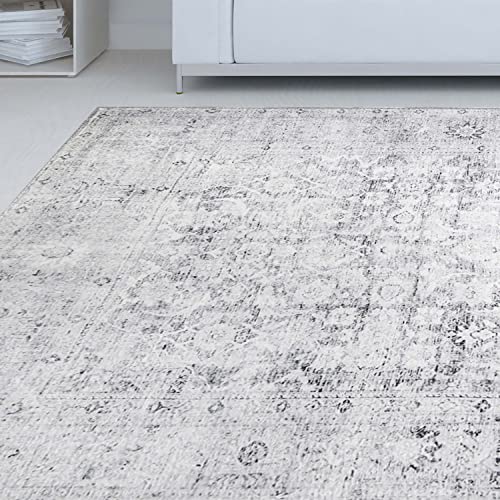 SUPERIOR Indoor Large Area Rug, Unique Rugs for Floor Accent, Bedroom, Living/Dining Room, Kitchen, Office, Entry, Rustic Home Decor, Cotton Backed, Huda Collection, 9' x 12', Azure