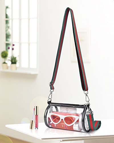 Clear Crossbody Bag Stadium Approved Clear Purse with 2 Shoulder Straps, Clear Round Handbag for Women Clear Concert Bag for Sport Event