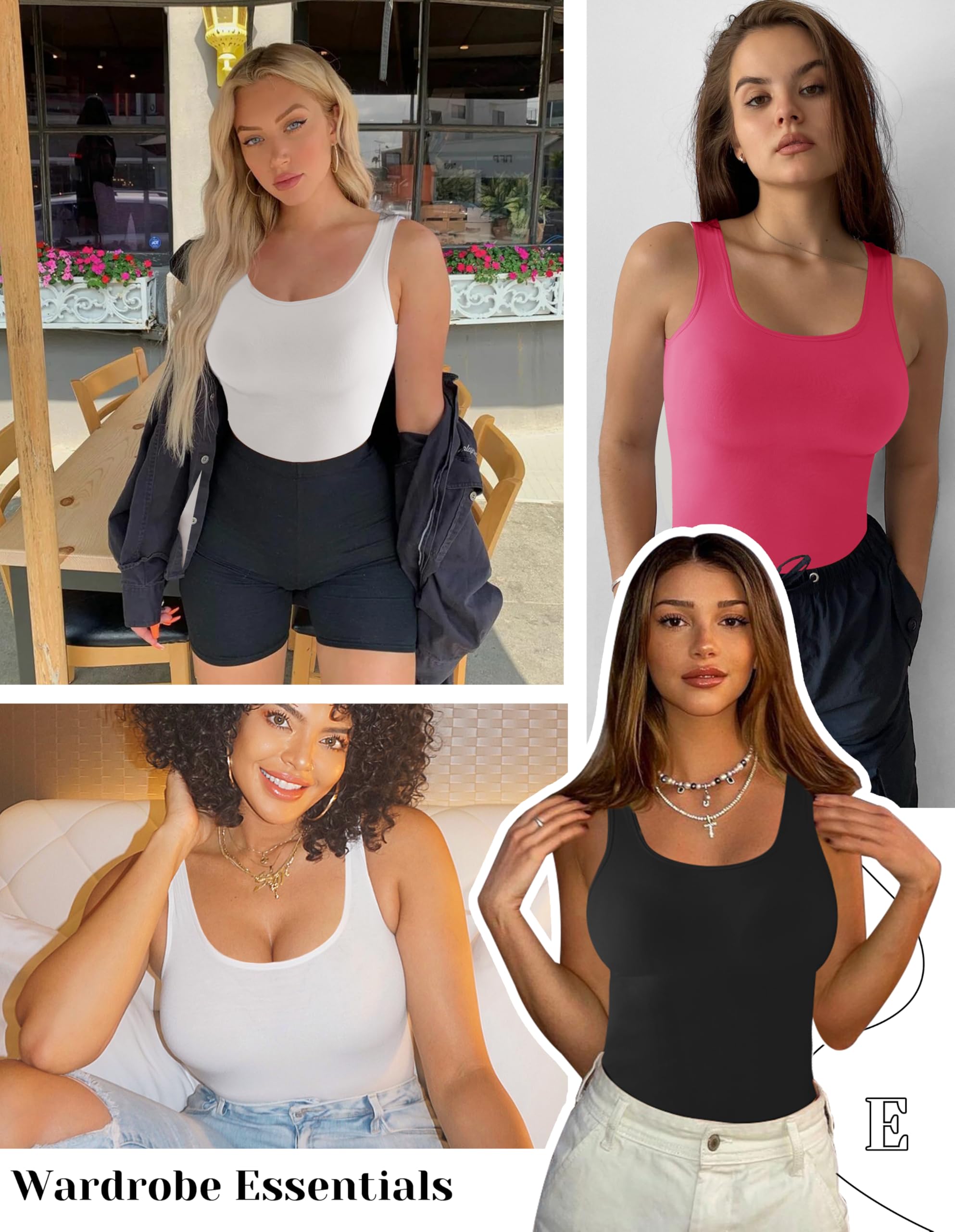 EUYZOU Women's Tummy Control Shapewear Tank Tops - Seamless Body Shaper Compression Top - Black/White/Nude 3pk M