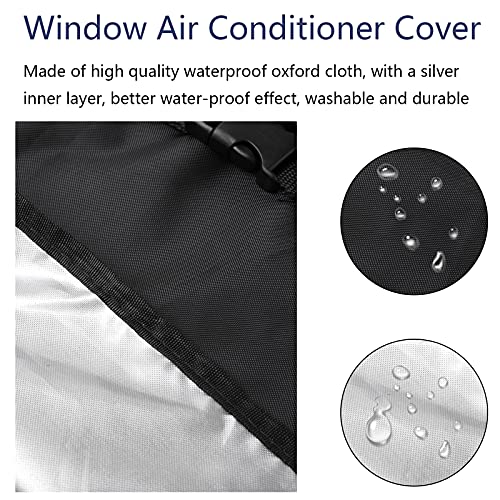 Yesland Window Air Conditioner Cover Outdoor, 25.5''W x 21''D x 17''H Outside Window AC Unit Cover with 2 Adjustable Straps, Black Large Window A/C Cover Bottom Covered AC Covers for Winter