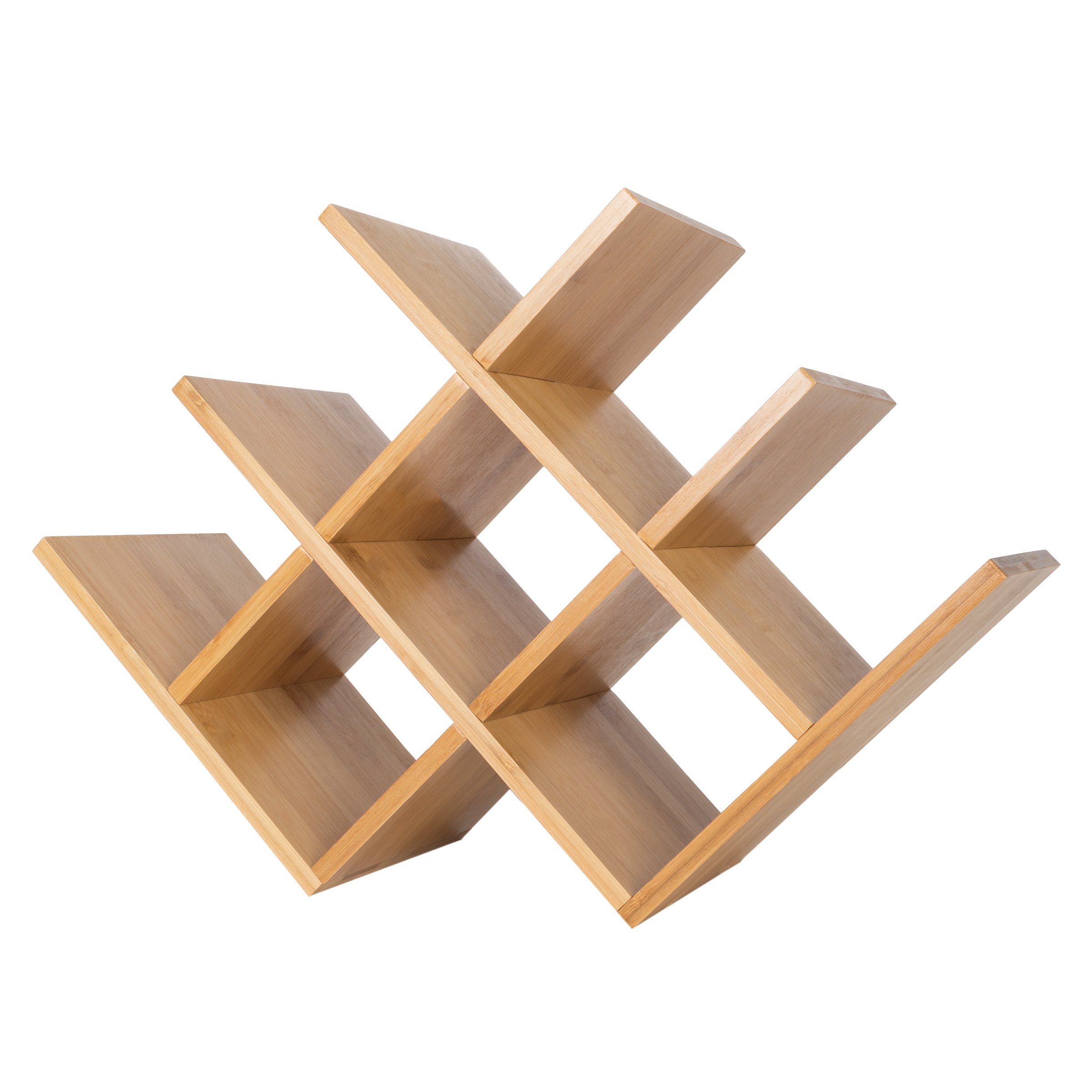 Classic Cuisine Bamboo 8 Bottle Wine Rack-Space Saving Tabletop Free Standing Wine Bottle Holder for Kitchen, Bar, Dining Room-Modern Storage Shelf, Wood