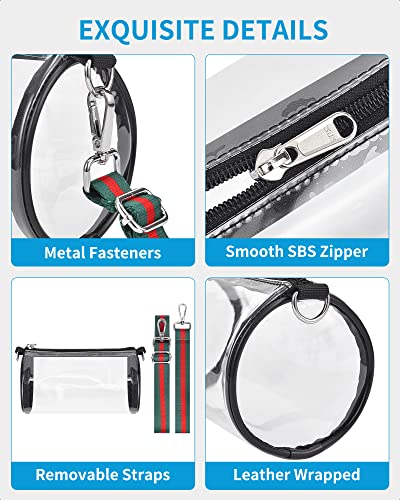 Clear Crossbody Bag Stadium Approved Clear Purse with 2 Shoulder Straps, Clear Round Handbag for Women Clear Concert Bag for Sport Event