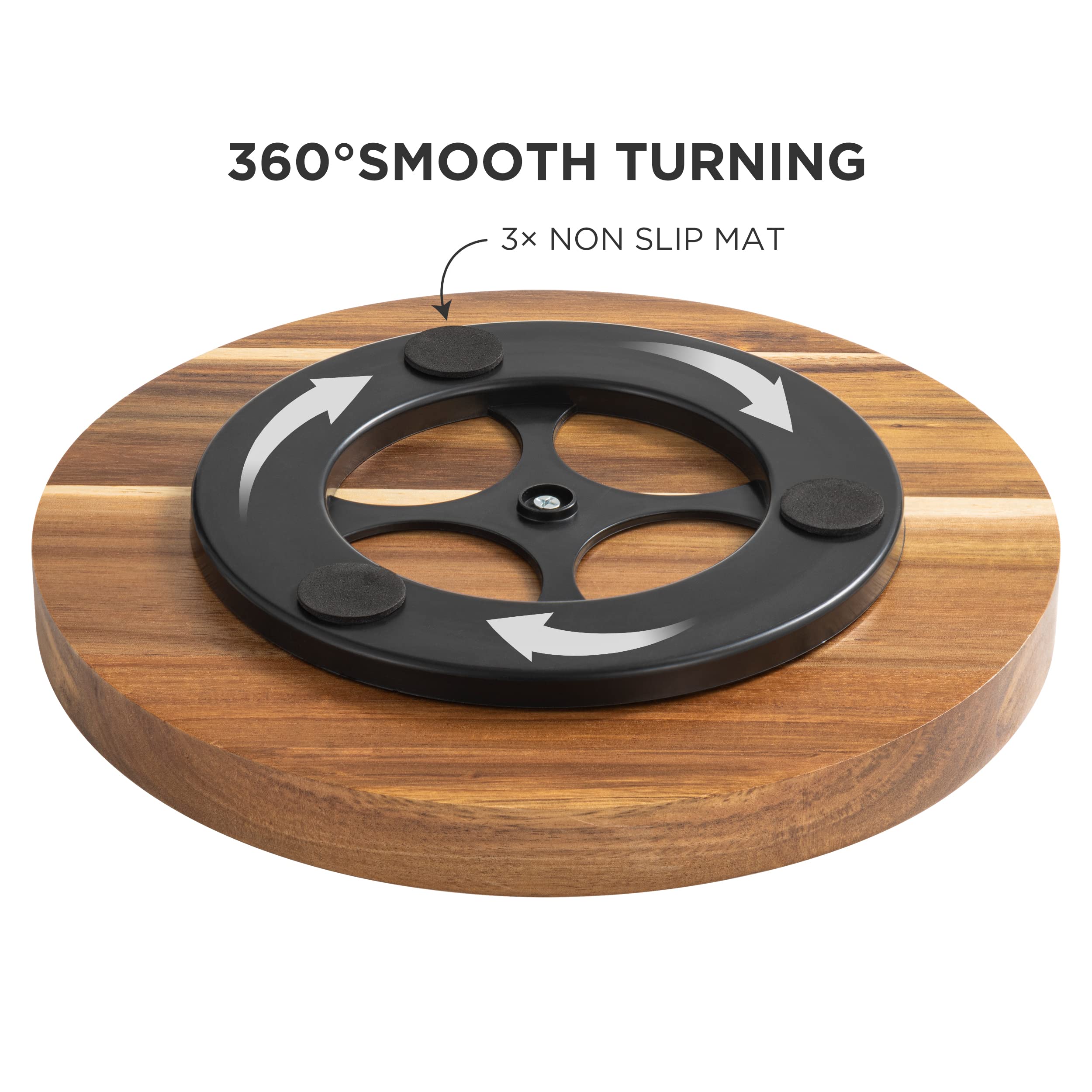 Oyydecor Acacia Wood Lazy Susan Organizer, 10 Inch Lazy Susan Turntable for Cabinet, Countertop, Pantry Organization and Storage, Kitchen Spice Rack (2 Pack)
