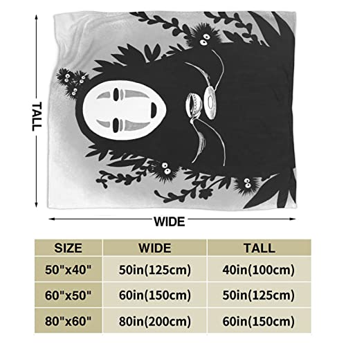 SPI-rit-ed Anime Aw-ay No Face Man Flannel Throw Blanket for Couch, Cute Boho Sherpa Fleece Blanket Plush Fluffy Lightweight Warm Picnic Sheet Wall Blanket for Bedroom Bed Sofa, 40x50