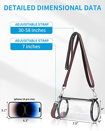 Clear Crossbody Bag Stadium Approved Clear Purse with 2 Shoulder Straps, Clear Round Handbag for Women Clear Concert Bag for Sport Event