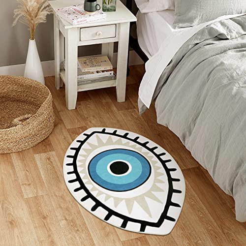 Beeiva Cute Evil Eye Area Rug, 2x3 Small Rug for Bedroom Entryway, Door Mat Accent Throw Rugs Washable Non-Slip Indoor Floor Carpet for Kitchen Kids Room Bathroom Front Door(White/Multi)