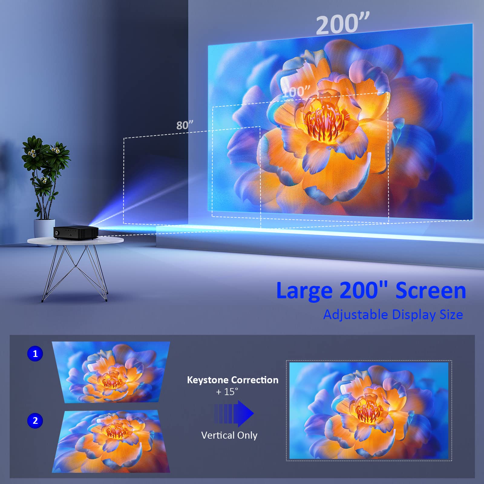 NexiGo [2 Pack] Native 1080P Projector, 5G Wi-Fi, 5G Wi-Fi, Outdoor Movie Projector, Bluetooth 5.1, Dolby_Sound Support, Compatible w/TV Stick, iPhone, Android, Laptop, Console