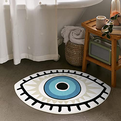 Beeiva Cute Evil Eye Area Rug, 2x3 Small Rug for Bedroom Entryway, Door Mat Accent Throw Rugs Washable Non-Slip Indoor Floor Carpet for Kitchen Kids Room Bathroom Front Door(White/Multi)