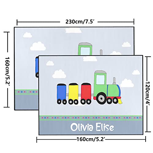 Transport Vehical Train Personalized Polyester Fiber Non-Slip Home Decor Carpets,Custom Area Rug Carpet Floor Mat for Bedroom Living Room Home Playroom Size 5.2'x7.5'