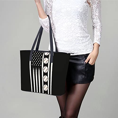 Womens Handbag Baseball Leather Tote Bag Top Handle Satchel Bags For Lady