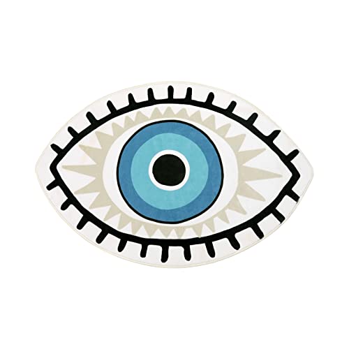 Beeiva Cute Evil Eye Area Rug, 2x3 Small Rug for Bedroom Entryway, Door Mat Accent Throw Rugs Washable Non-Slip Indoor Floor Carpet for Kitchen Kids Room Bathroom Front Door(White/Multi)
