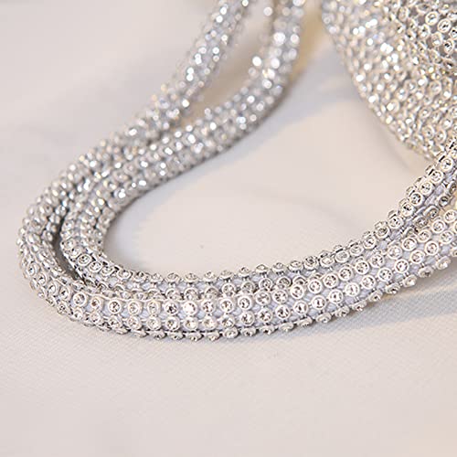 MSUIINT Rhinestone Purses for Women, Chic Sparkly Evening Handbag Bling Hobo Bag Shiny Silver Clutch for Party Wedding, Rose