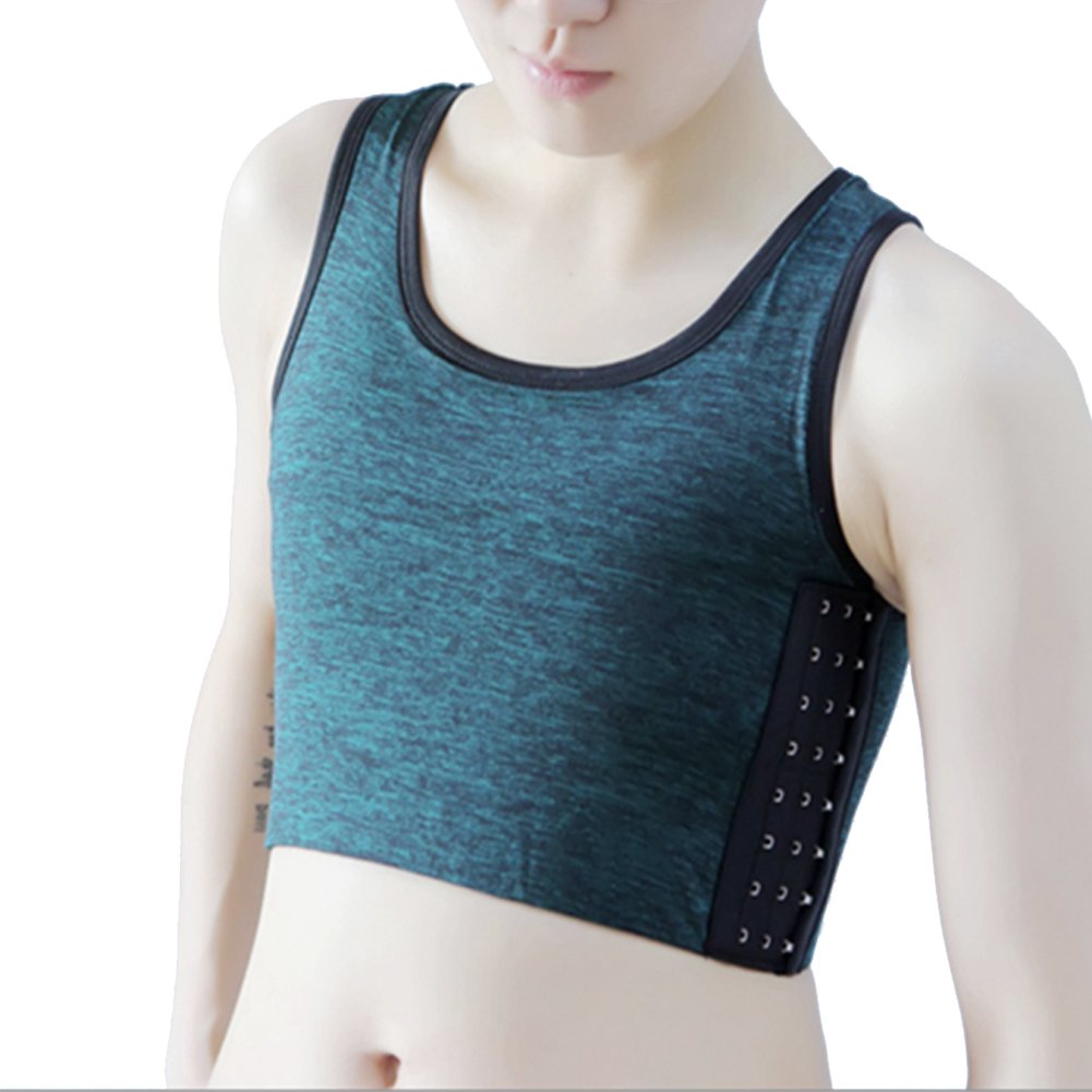 JARAZIN Women Tomboy Elastic Band Colors Chest Binder Tank Top (Medium, Green)