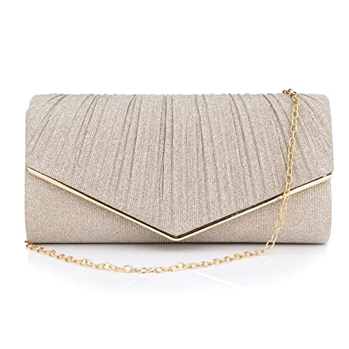 BWKUNOLF Clutch Purse Envelope Clutch Purses Evening Bag Evening Purses Clutches,Women Handbags Shoulder Bag Crossbody Bags for Formal Wedding Party Prom Banquet (Gold)