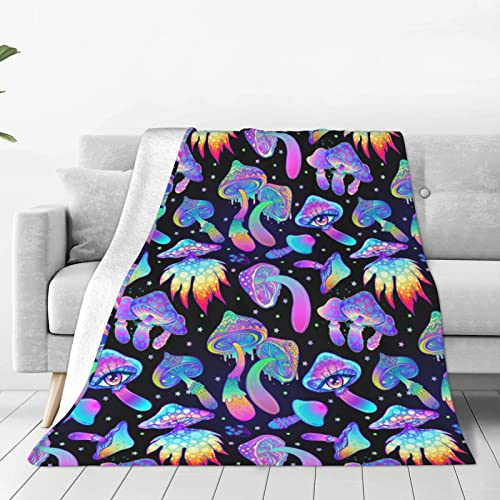 Mushroom Throw Blanket for Couch, Mushroom Decor Aesthetic Blankets, Flannel Cozy Soft and Lightweight Blanket for Bed Sofa, Funny Warm Gifts for Birthday Christmas Fathers Mothers Day, 60x50 Inches