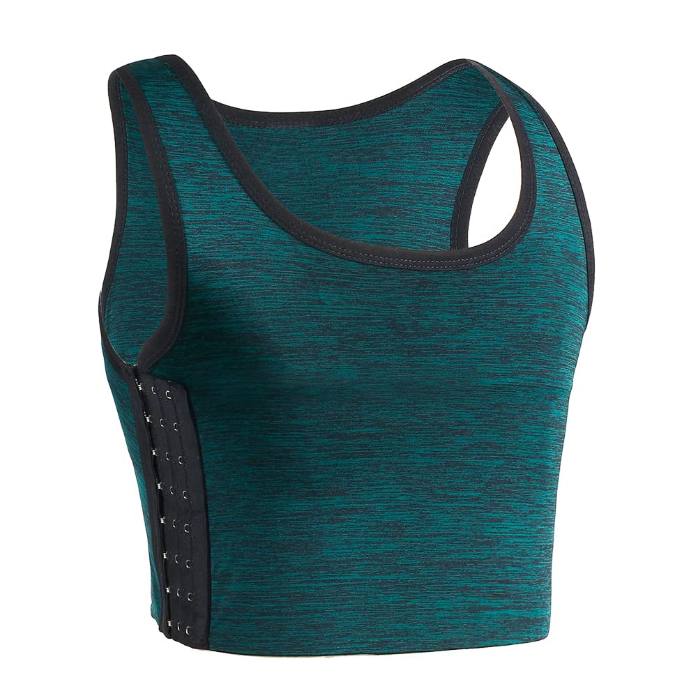 JARAZIN Women Tomboy Elastic Band Colors Chest Binder Tank Top (Medium, Green)
